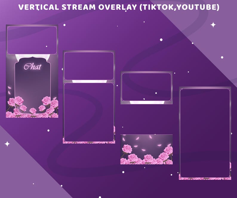 Midnight Roses Animated Stream Package for Tiktok, Vertical Overlay ...