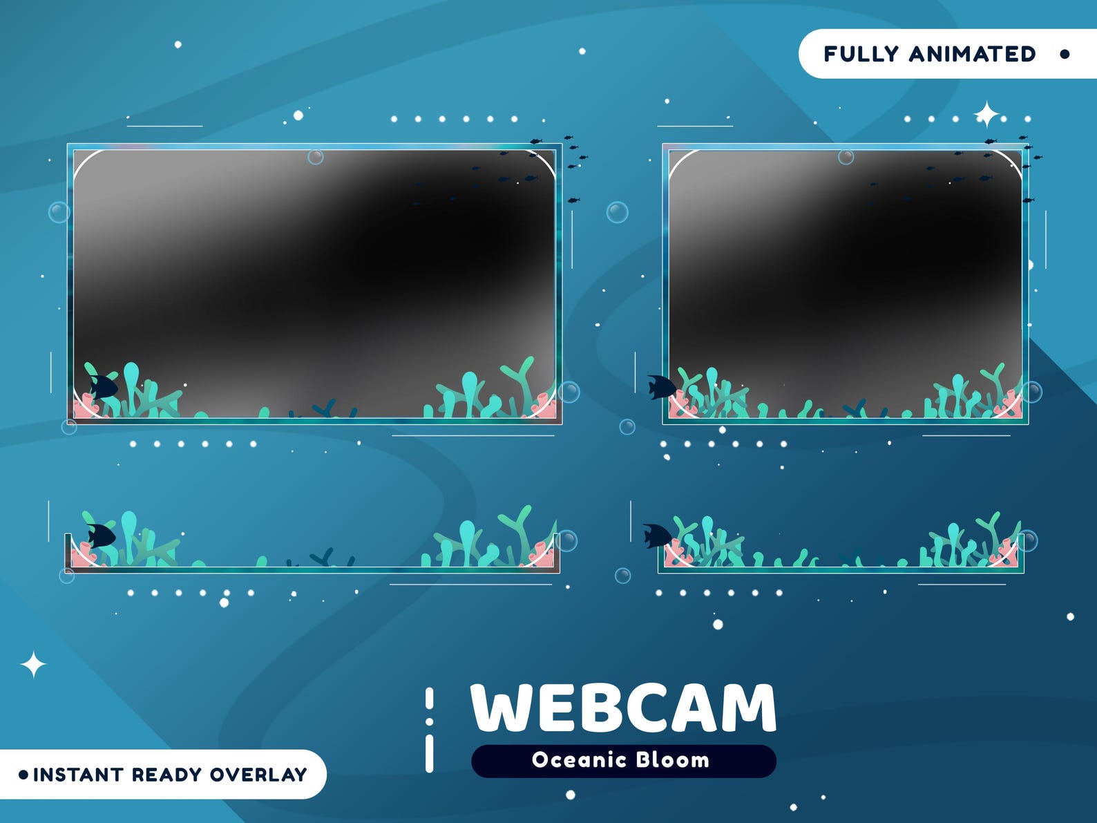 Oceanic Bloom Animated Stream Overlay Package for Twitch Bundle, Twitch ...