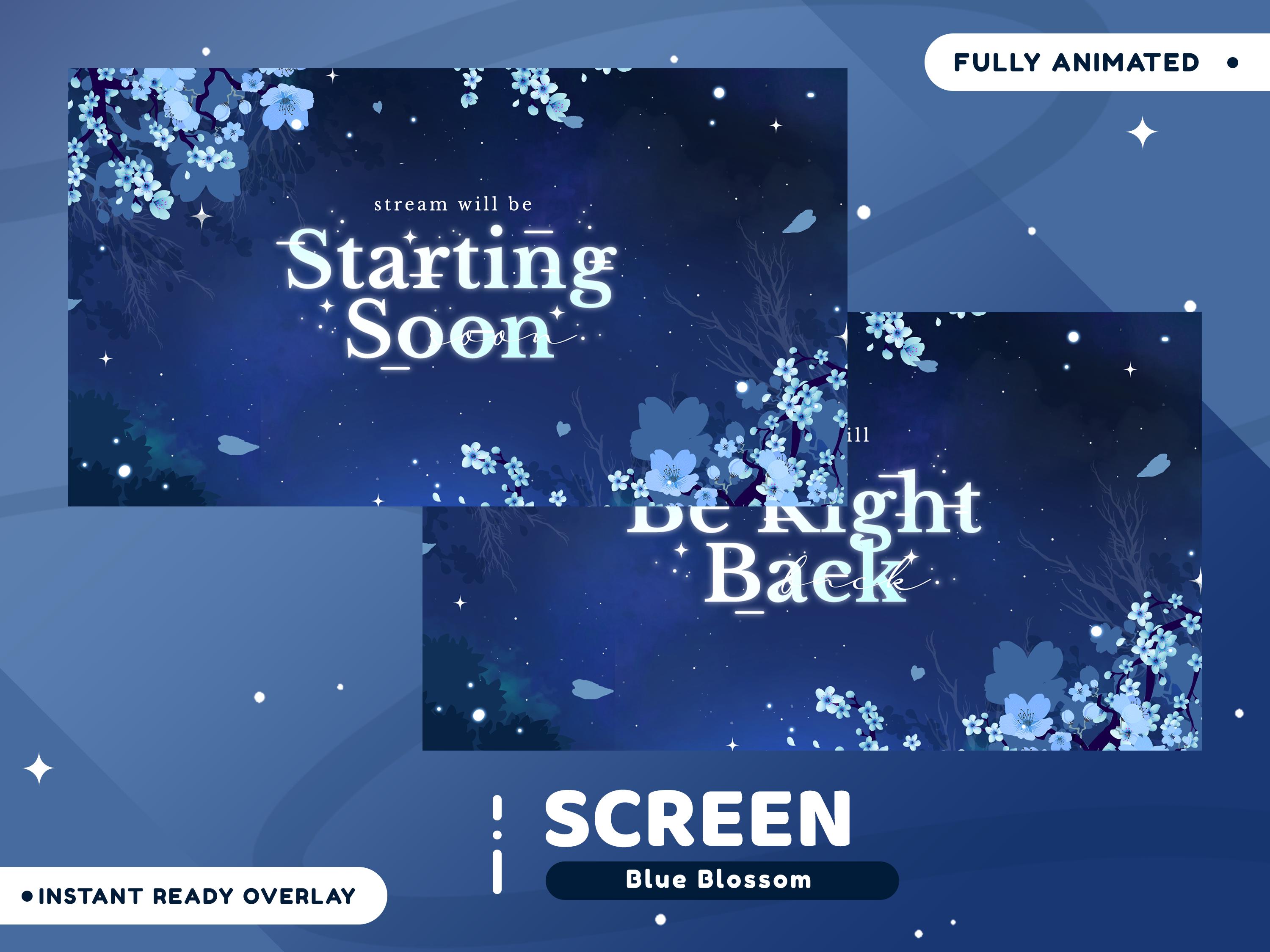 Blue Blossom Animated Stream Screen Package for Twitch, Fantasy Stream ...