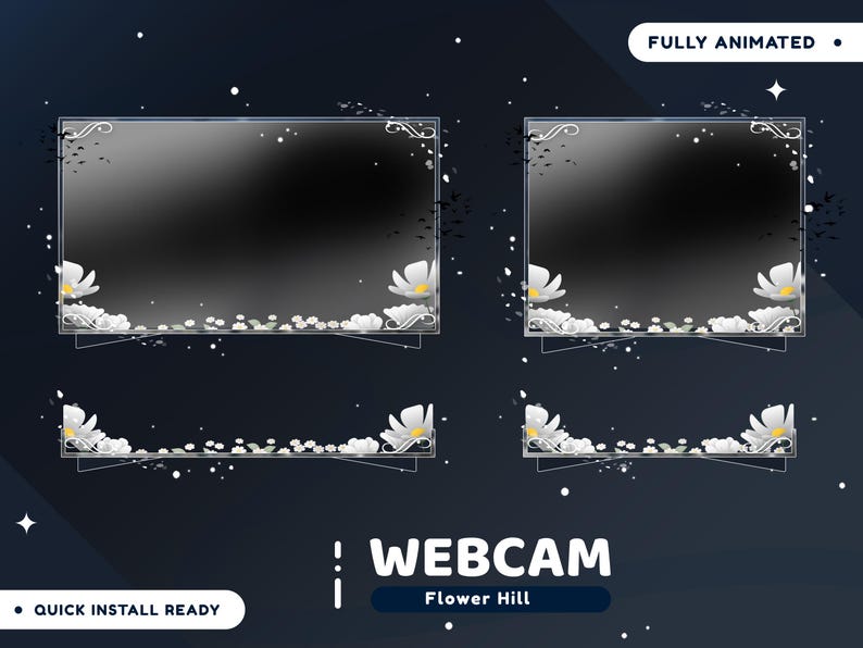 Flower Hill Animated Stream Overlay Package, Twitch Bundle, Daisy ...