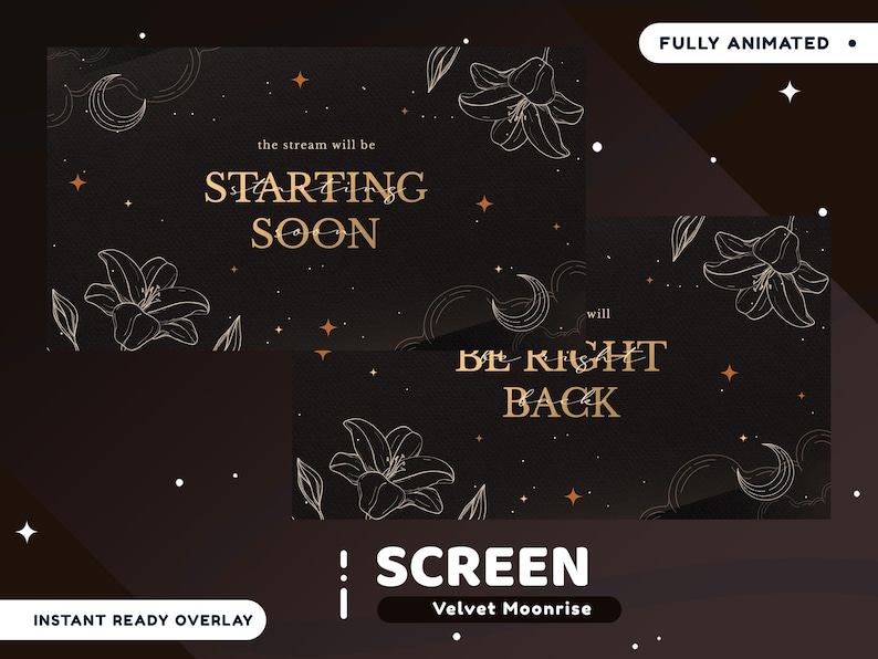 Velvet Moonrise Animated Stream Overlay Package Twitch Bundle, Black ...