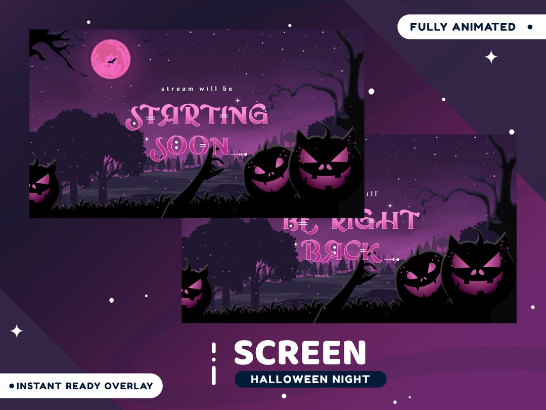 Halloween Night Animated Stream Screen Package for Twitch, Halloween ...