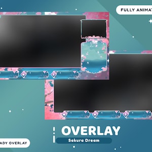 Sakura Dream Animated Stream Overlay Package for Twitch Bundle, Pink ...