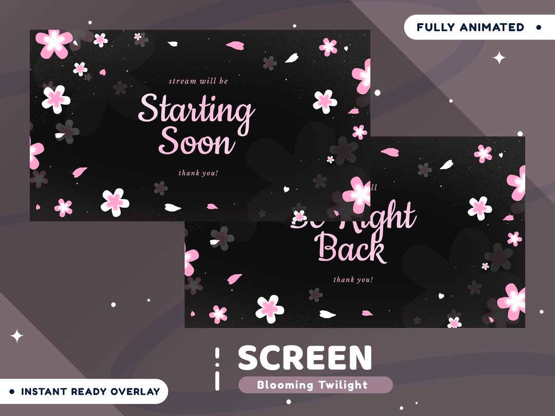 Blooming Twilight Animated Stream Screen Package Twitch Scene, Pink ...