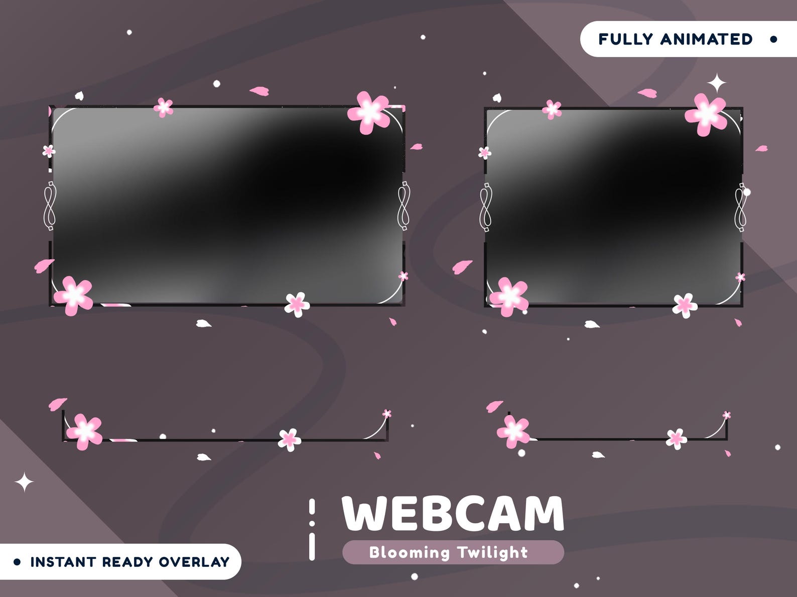 Blooming Twilight Animated Stream Overlay Package Twitch Bundle, Sakura ...