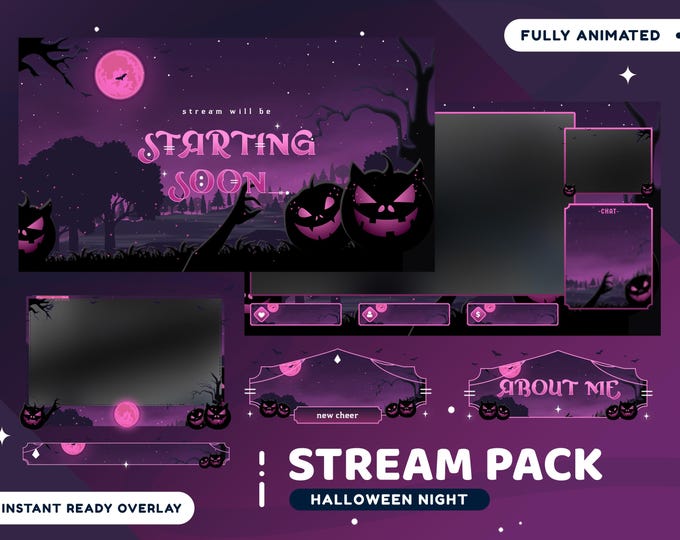 Long Night Animated Stream Package | Gaming Chatting Overlays | Twitch ...