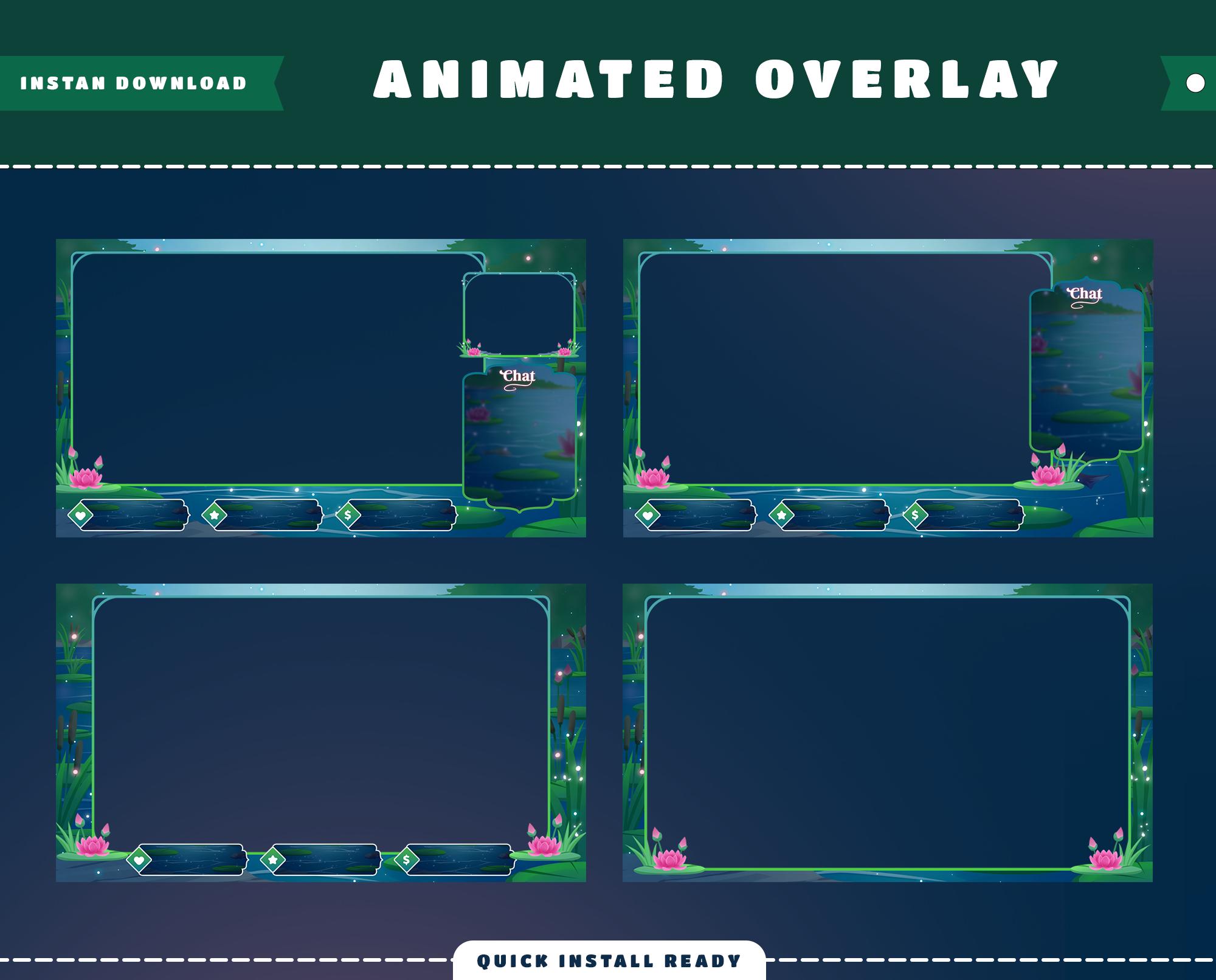 Lotus Lagoon Animated Stream Overlay Package for Twitch Bundle, Stream ...