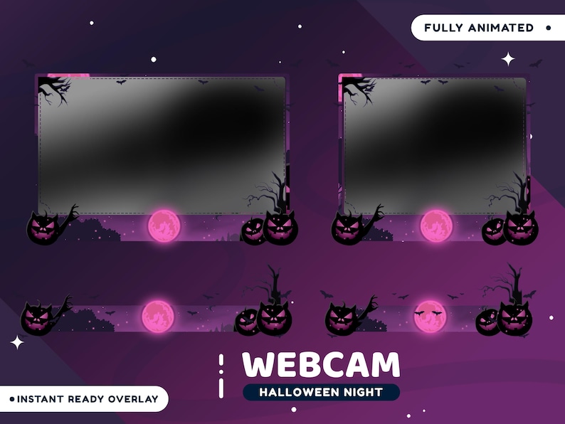 Halloween Night Animated Stream Overlay Package for Twitch Bundle ...