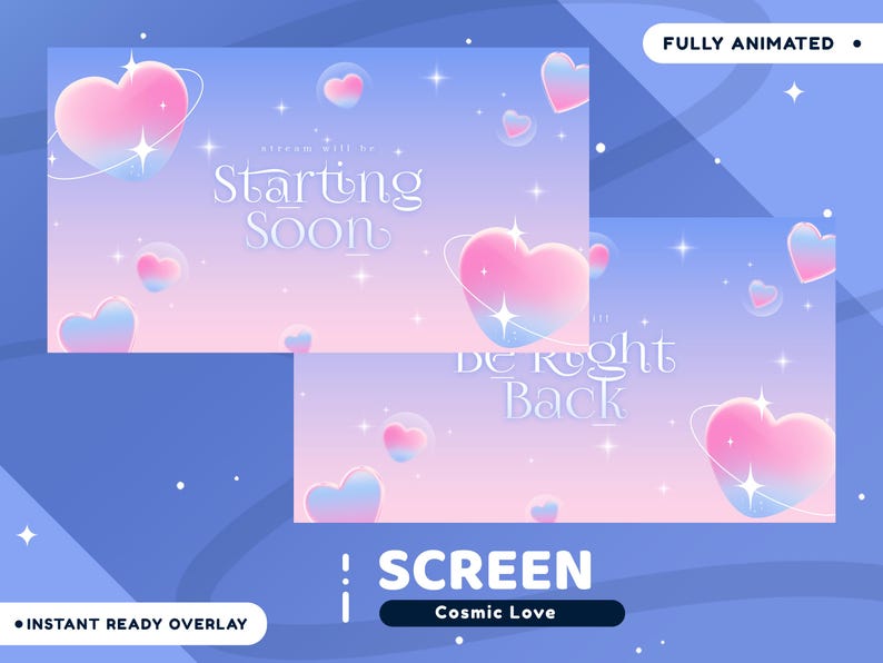 Cosmic Love Animated Stream Overlay Package for Twitch Bundle ...