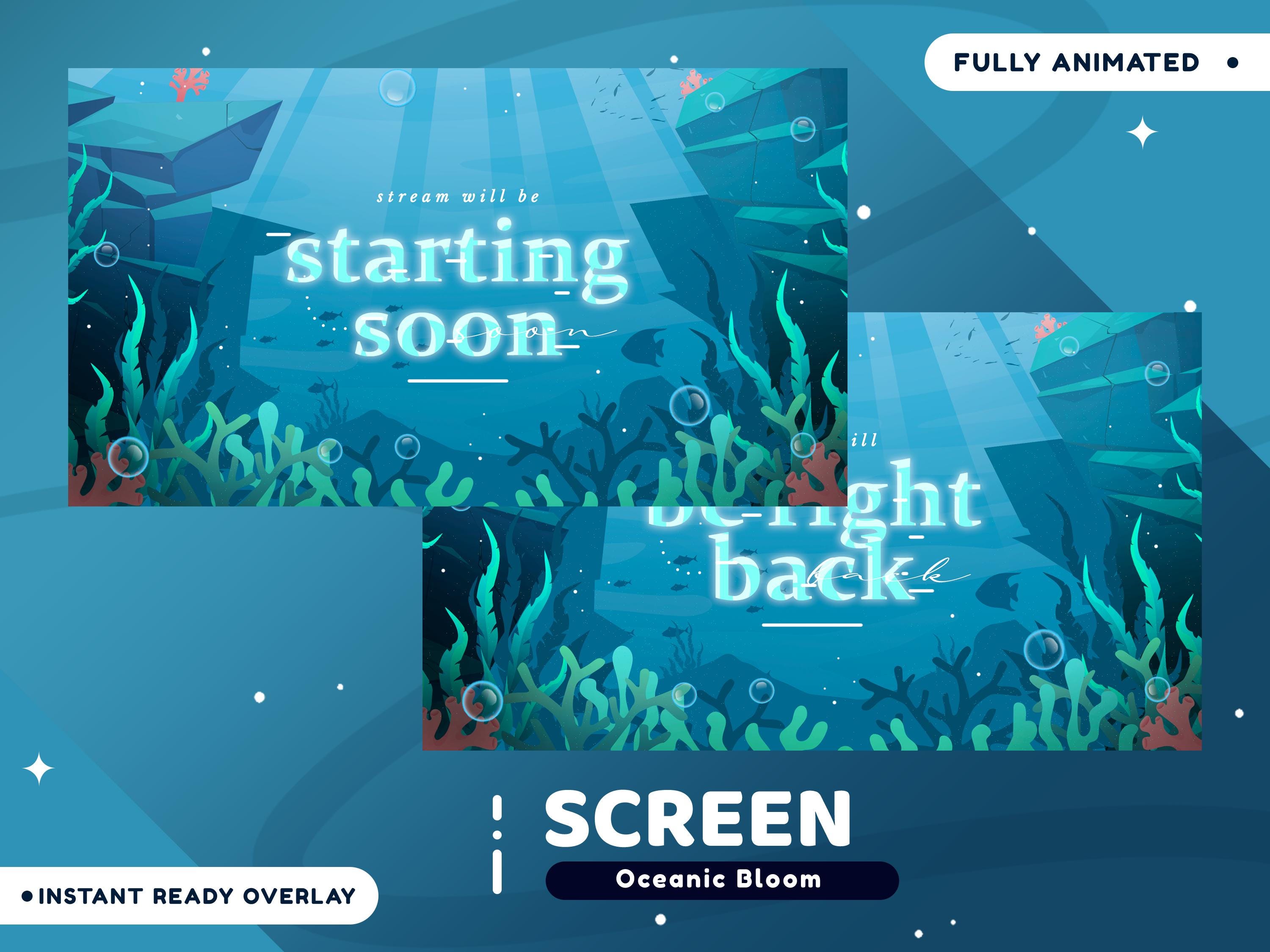 Oceanic Bloom Animated Stream Screen Package, Stream Twitch & Youtube ...