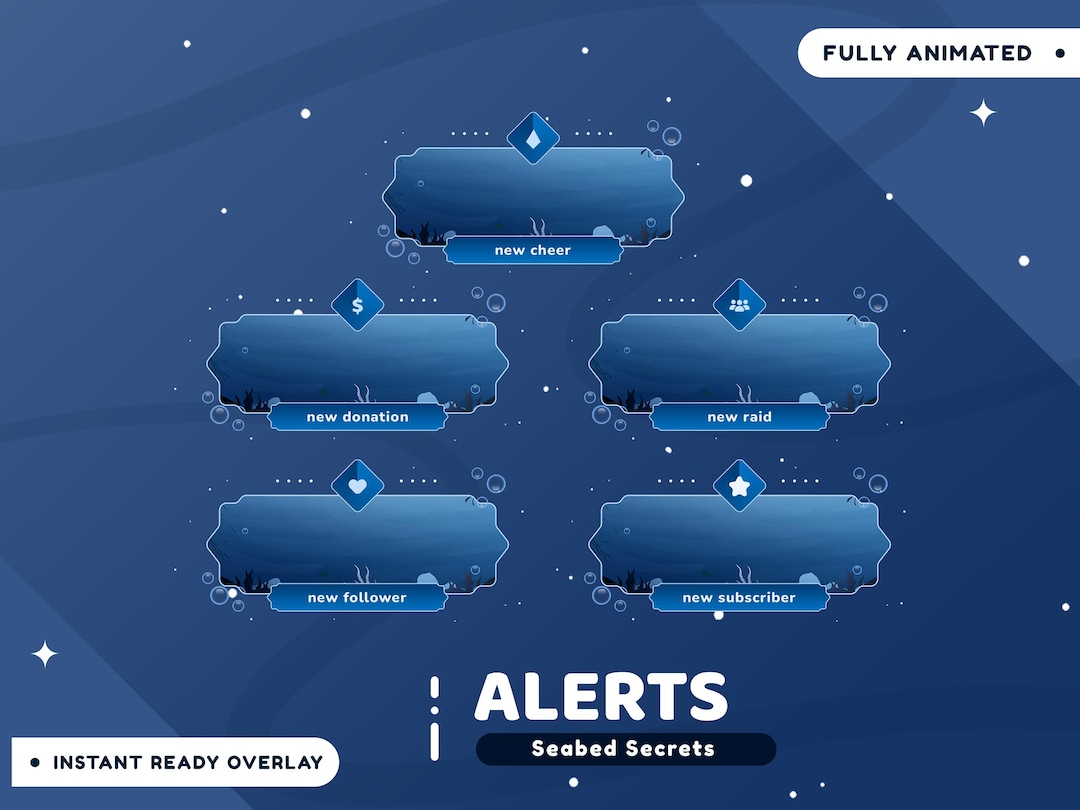 Seabed Secrets Animated Stream Alert Package for Twitch Bundle, Ocean ...