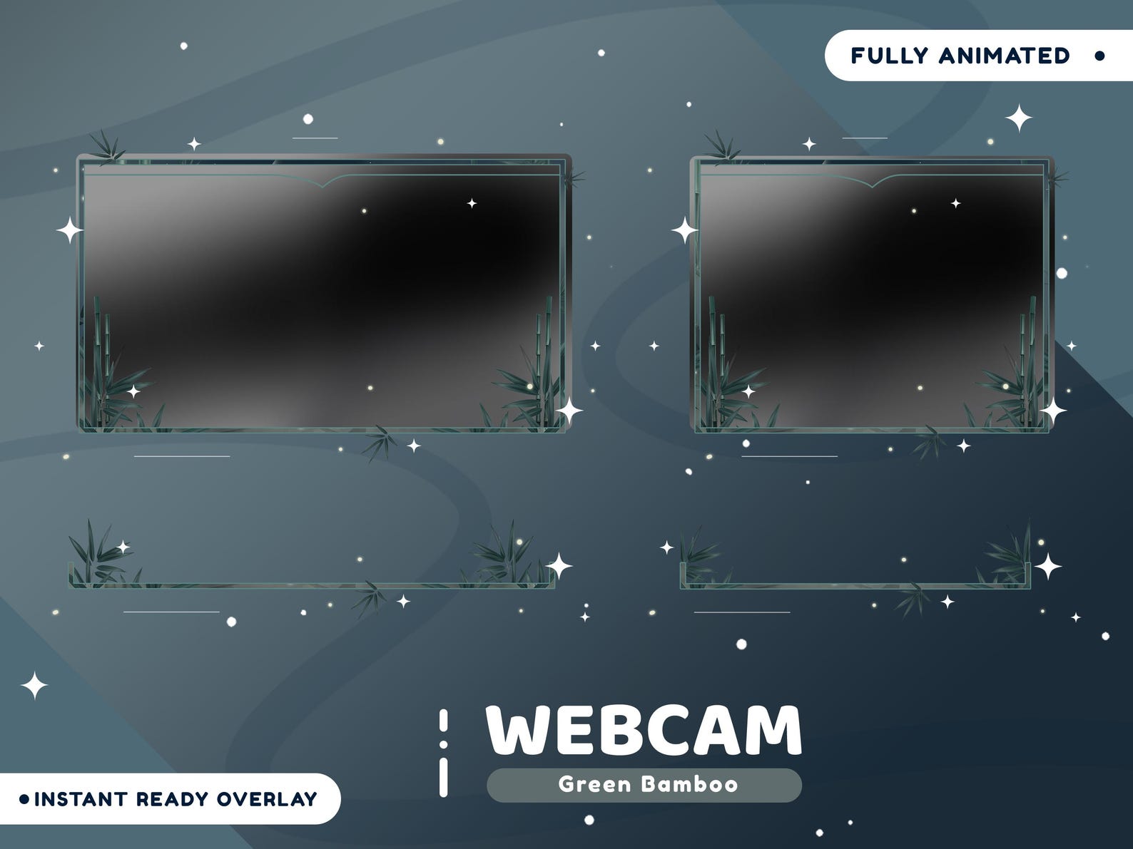 Green Bamboo Animated Stream Overlay Package for Twitch Bundle, Night ...