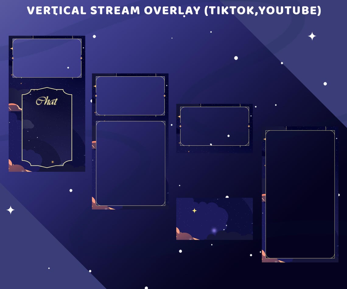 Noctyra Animated Stream Package for Tiktok, Vertical Overlay Night Sky ...