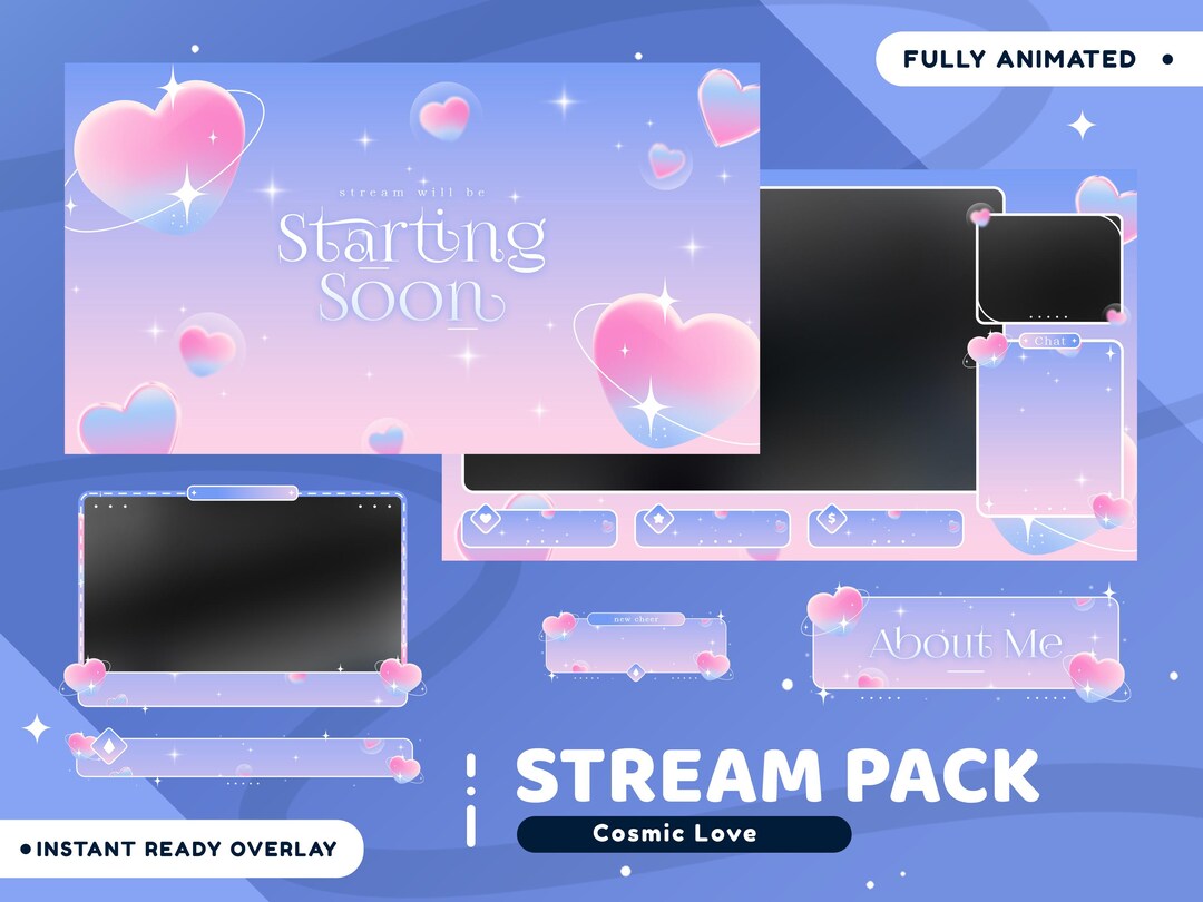 Cosmic Love Animated Stream Overlay Package for Twitch Bundle ...