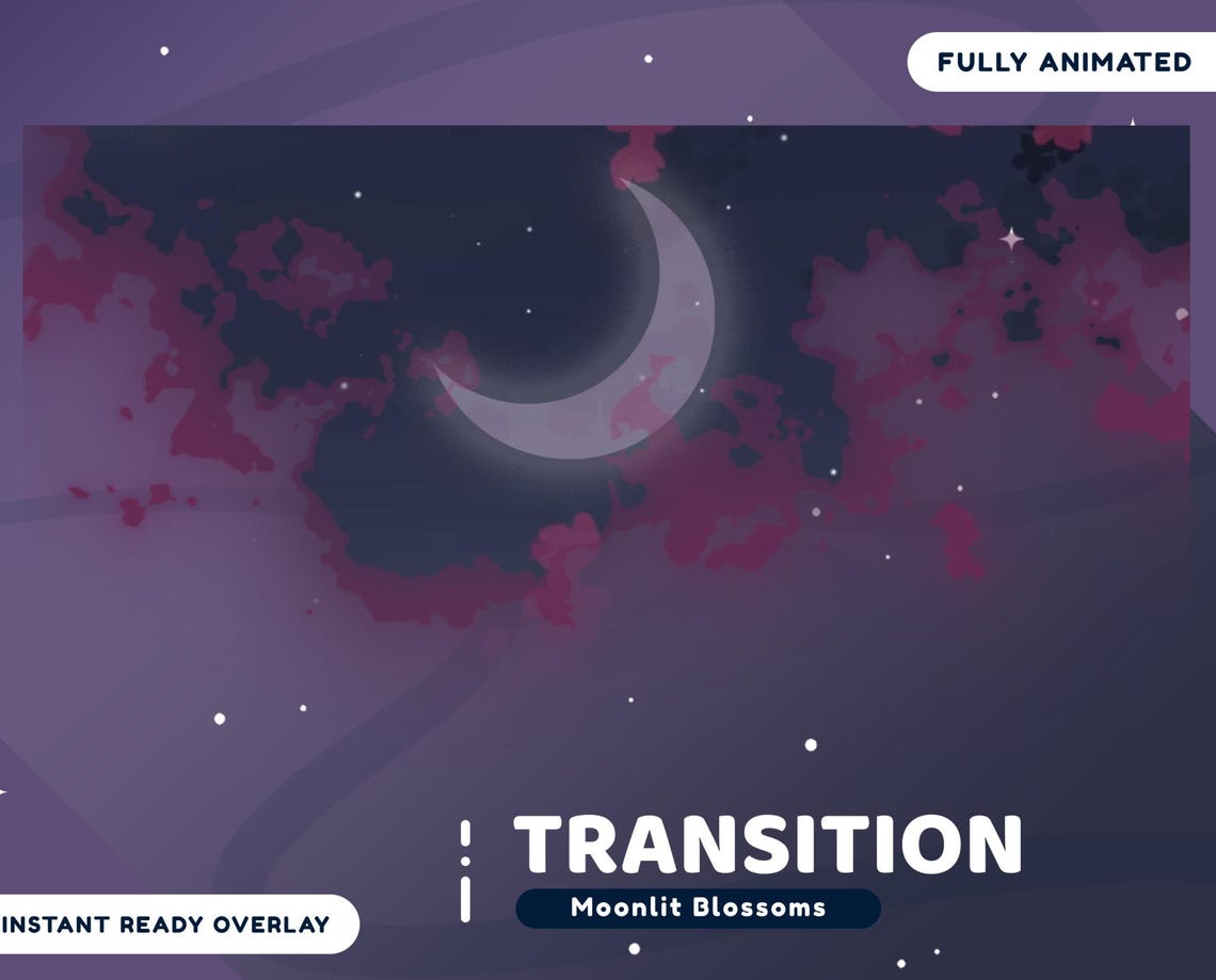 Moonlit Blossoms Animated Stream Overlay Package for Twitch Bundle ...