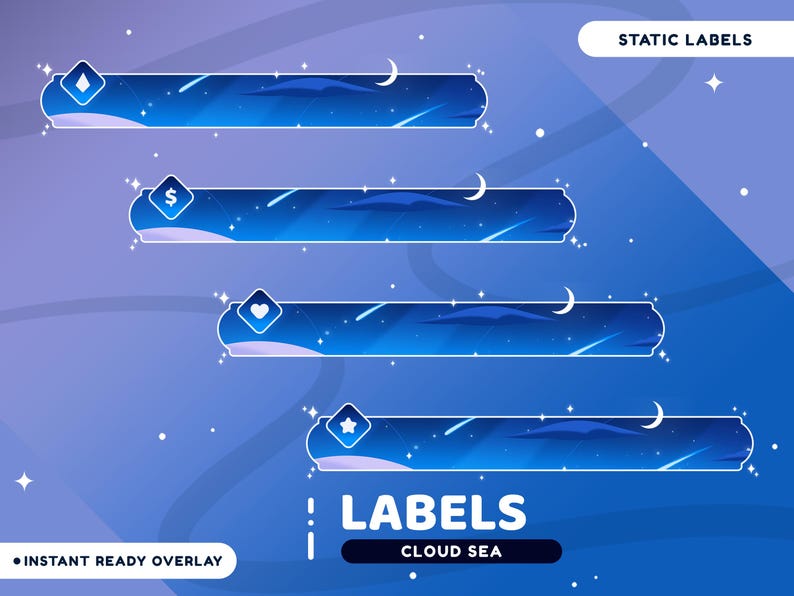 Cloud Sea Animated Stream Overlay Package for Twitch Bundle, Twitch ...