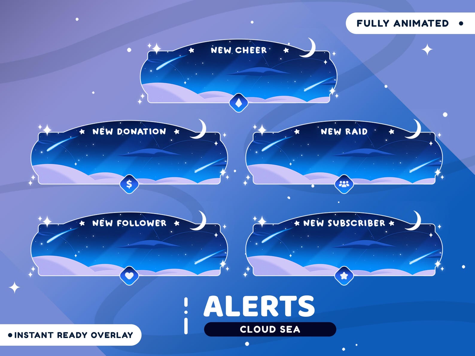 Cloud Sea Animated Stream Overlay Package for Twitch Bundle, Twitch ...