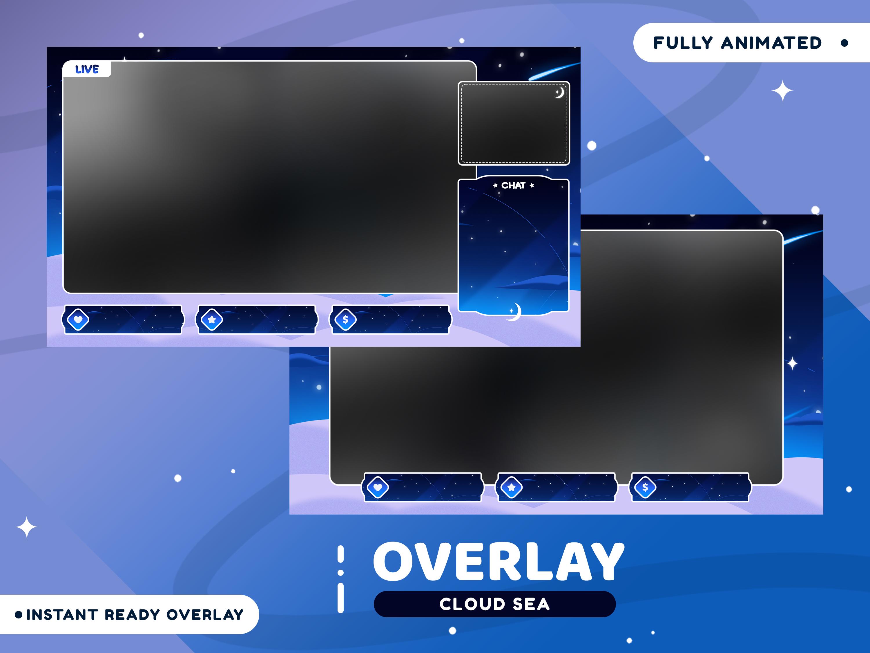Cloud Sea Animated Stream Overlay Package for Twitch Bundle, Twitch ...