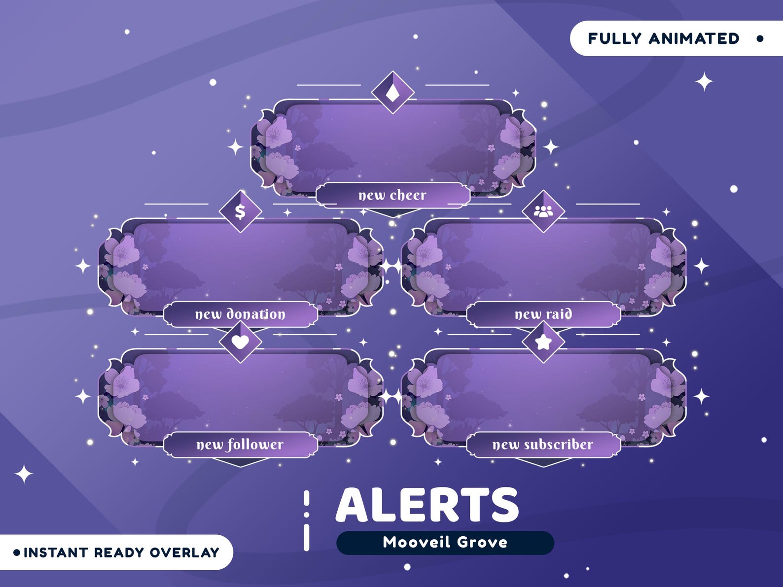 Moonveil Grove Animated Stream Overlay Package for Twitch Bundle ...