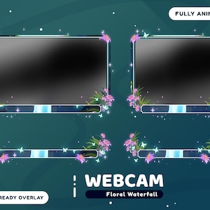 Floral Waterfall Animated Stream Overlay Package for Twitch Bundle ...