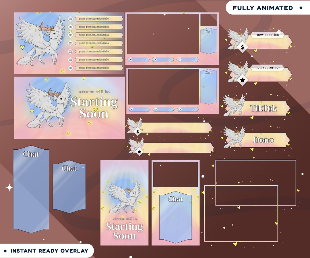 Fluffy Guardian Animated Stream Overlay Package for Twitch Bundle ...