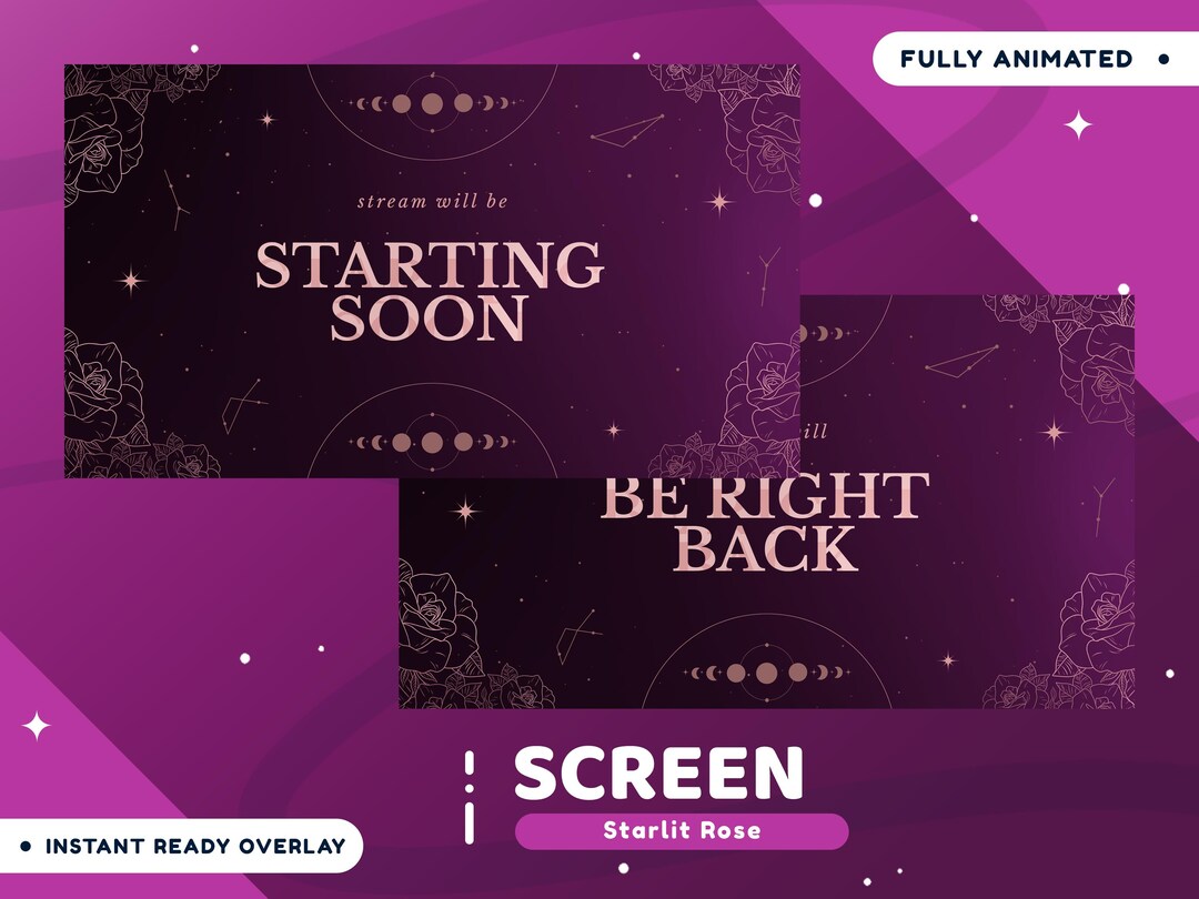 Starlit Rose Animated Stream Screen Package Twitch Scene, Celestial ...