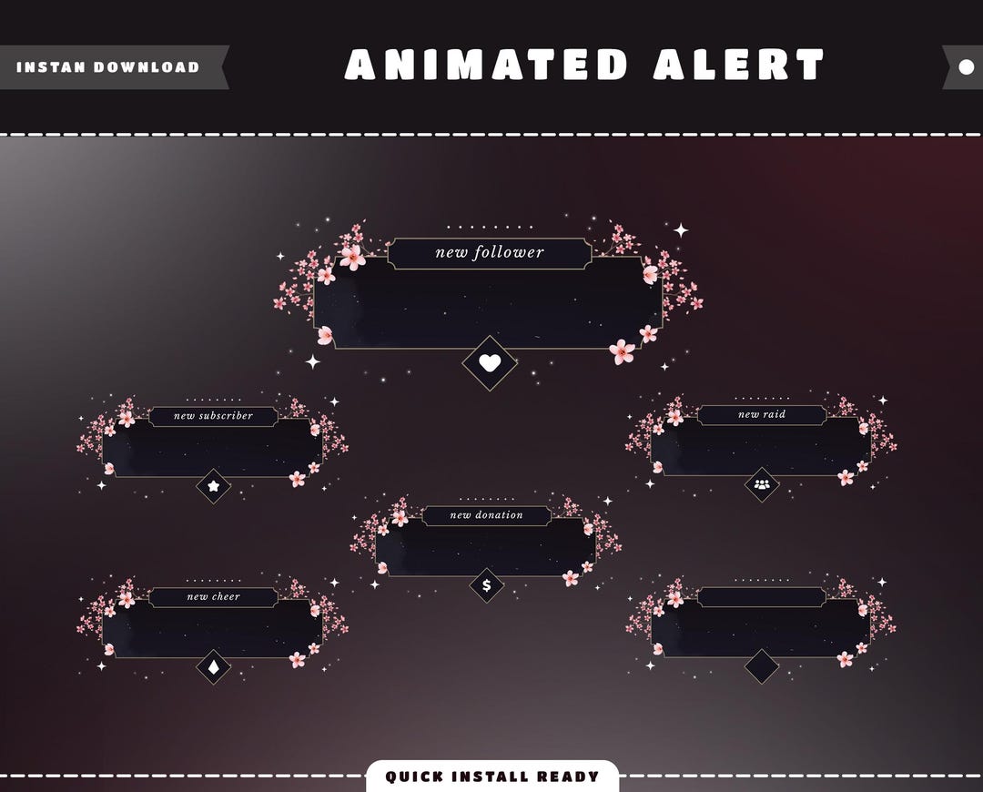 Starlit Petals Animated Stream Alert Package for Twitch Bundle ...