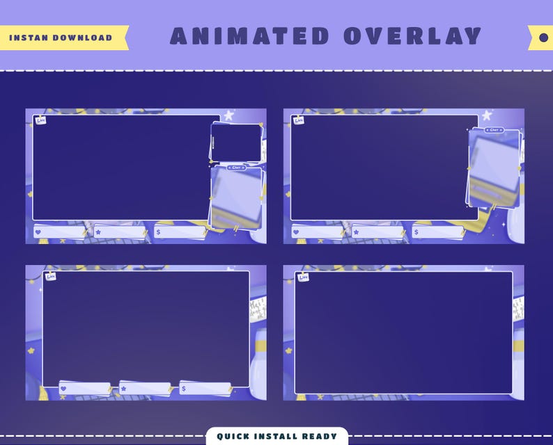Midnight Lofi Animated Stream Overlay Package for Twitch Bundle, Twitch ...