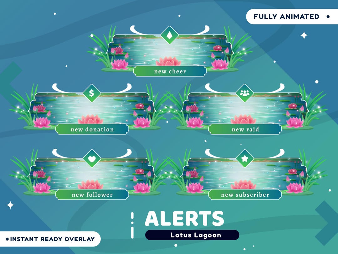 Lotus Lagoon Animated Stream Alert Package for Twitch Bundle, Animation ...