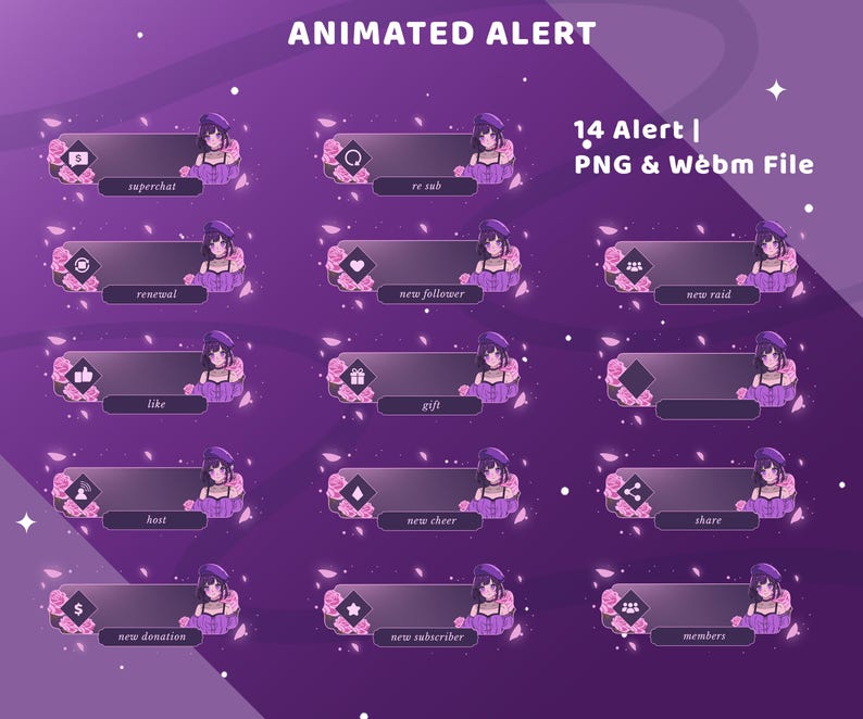 Midnight Roses Animated Stream Overlay Package for Twitch, Tiktok ...