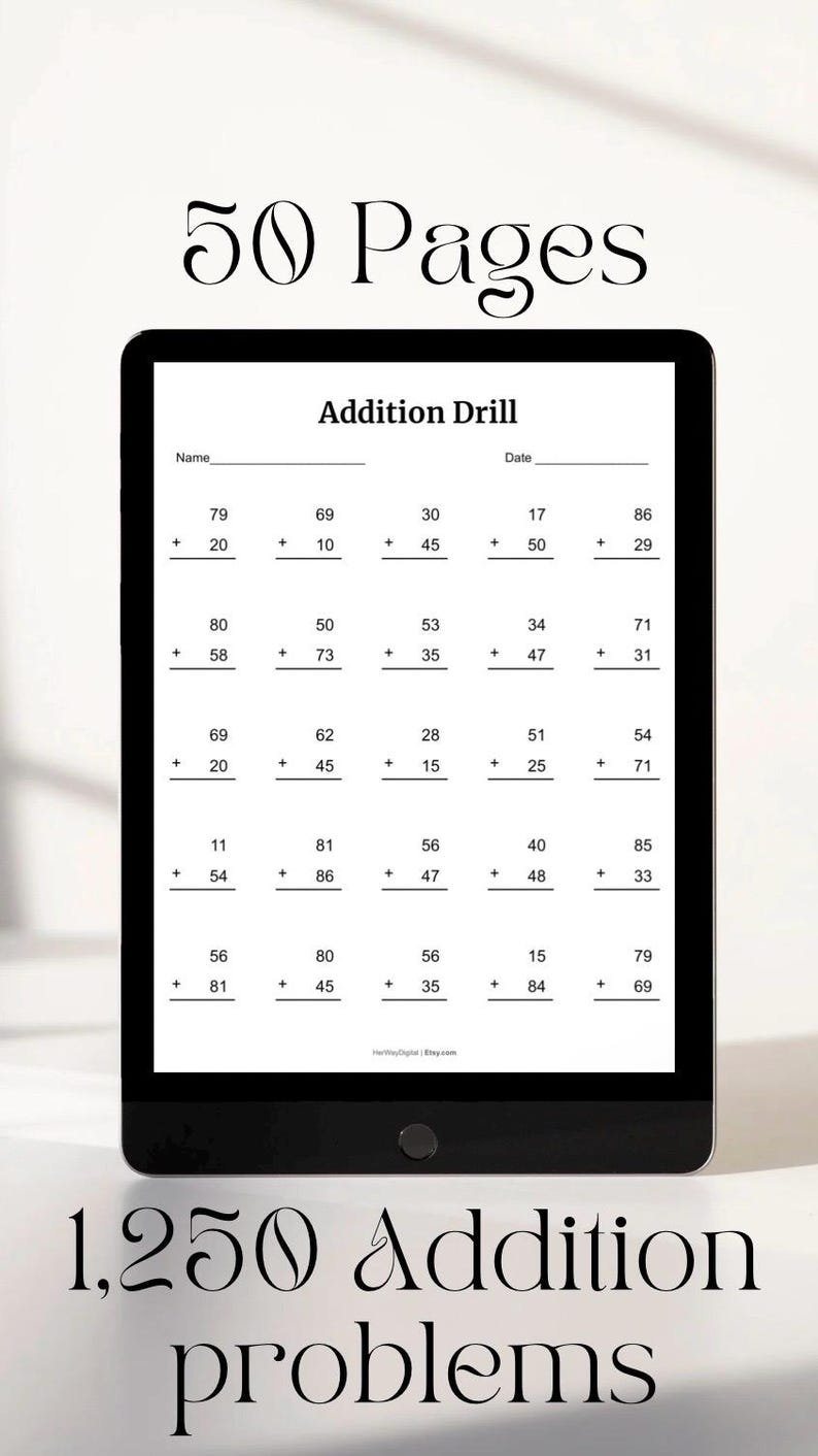 Printable Addition Worksheets | 2-digit Addition Practice | 50 Pages ...
