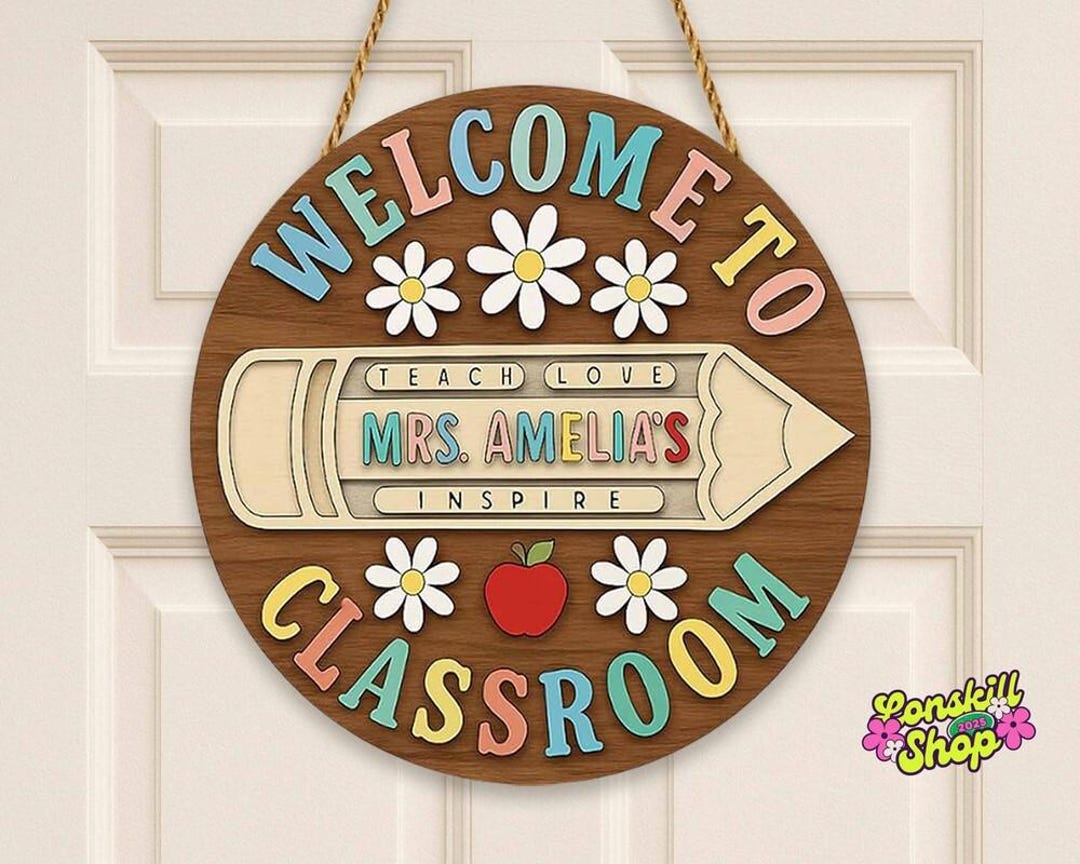 Personalized Welcome Classroom Door Sign – Teacher Name Sign With ...