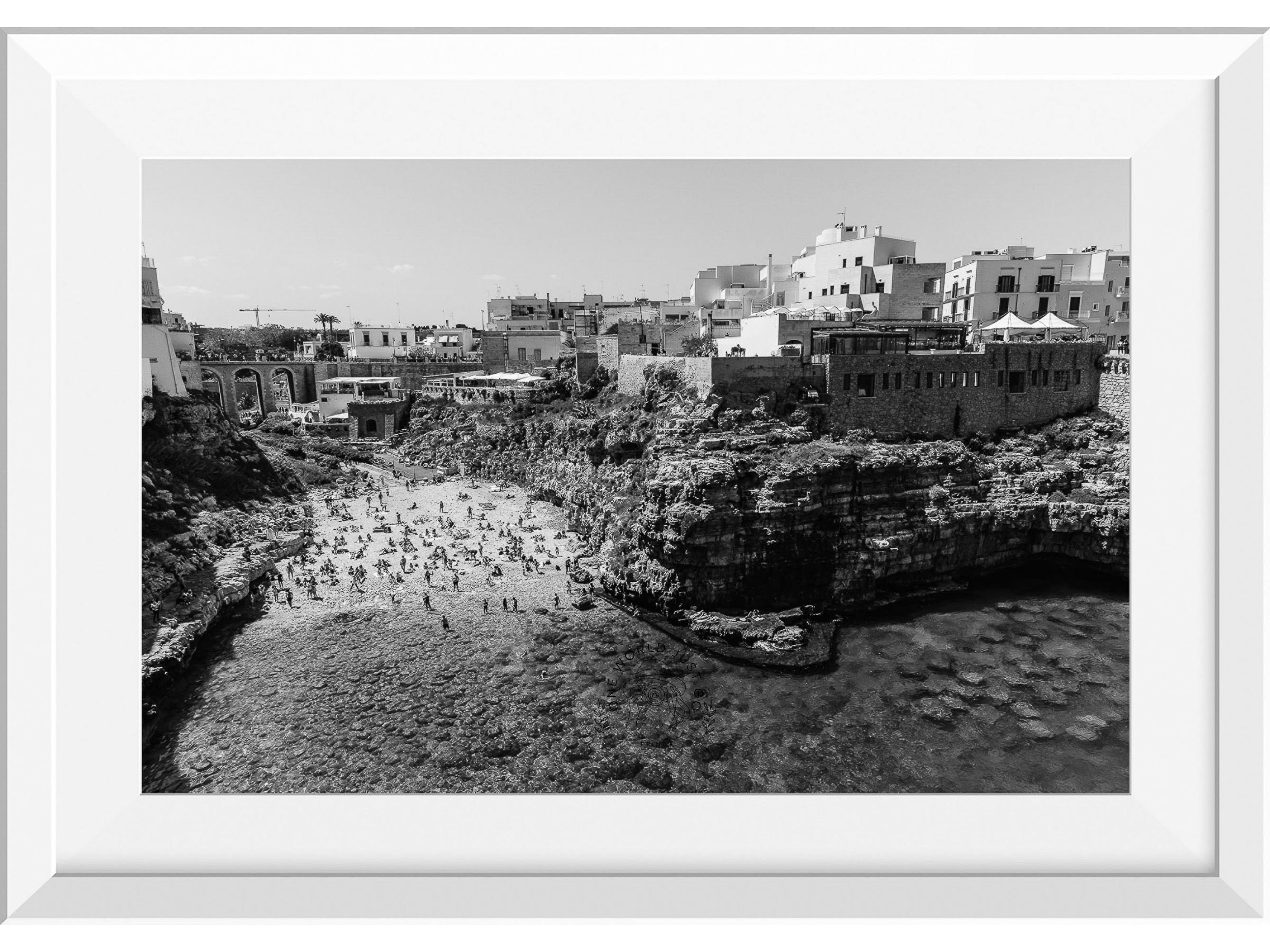Polignano a Mare Beach Landscape Print, Puglia Italy Wall Art, Swimmers ...