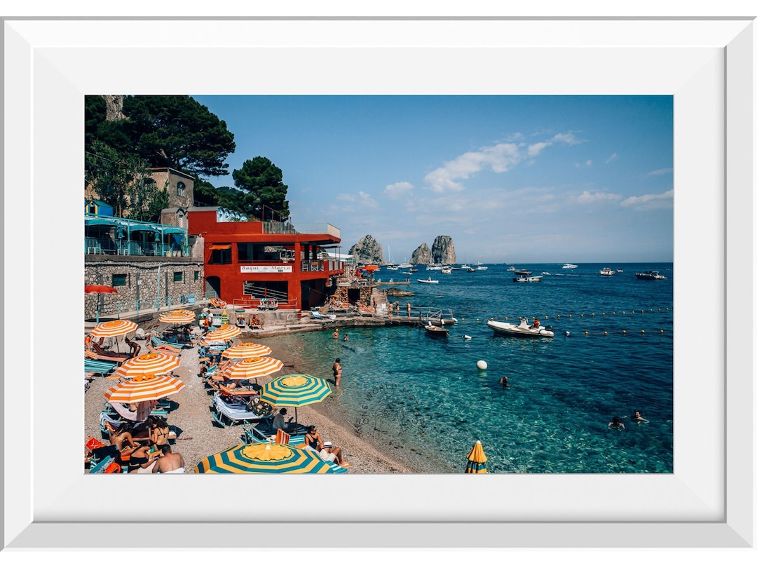 Beach Club in Capri, Faraglioni Capri Wall Art, Beach Photo Print ...