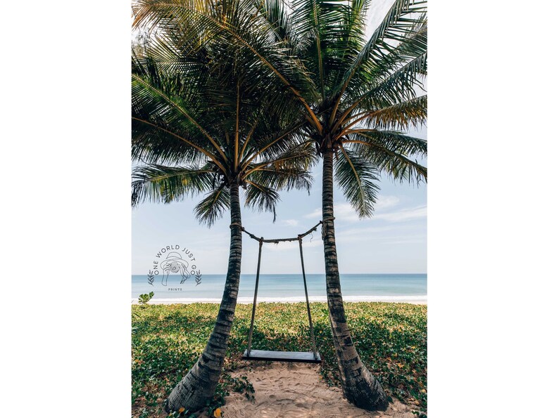 Palm Tree Swing on the Beach in Thailand, Beach House Wall Art, Beach ...