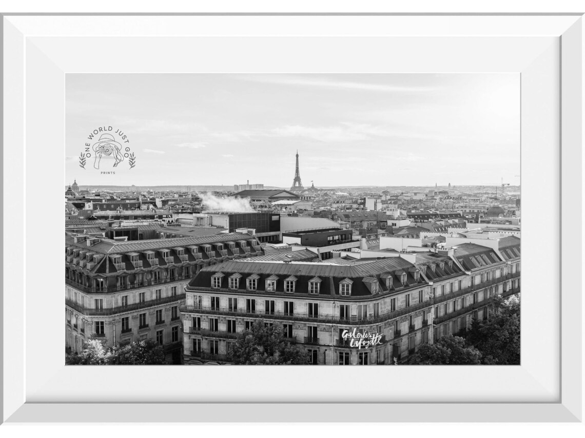 Rooftop View of Galeries Lafayette and the Eiffel Tower in Paris, Paris ...