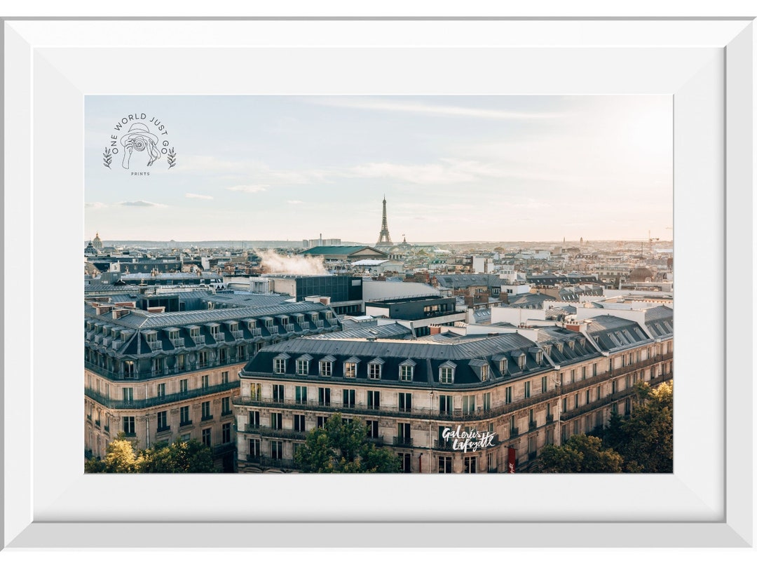 Rooftop View of Galeries Lafayette and the Eiffel Tower in Paris, Paris ...