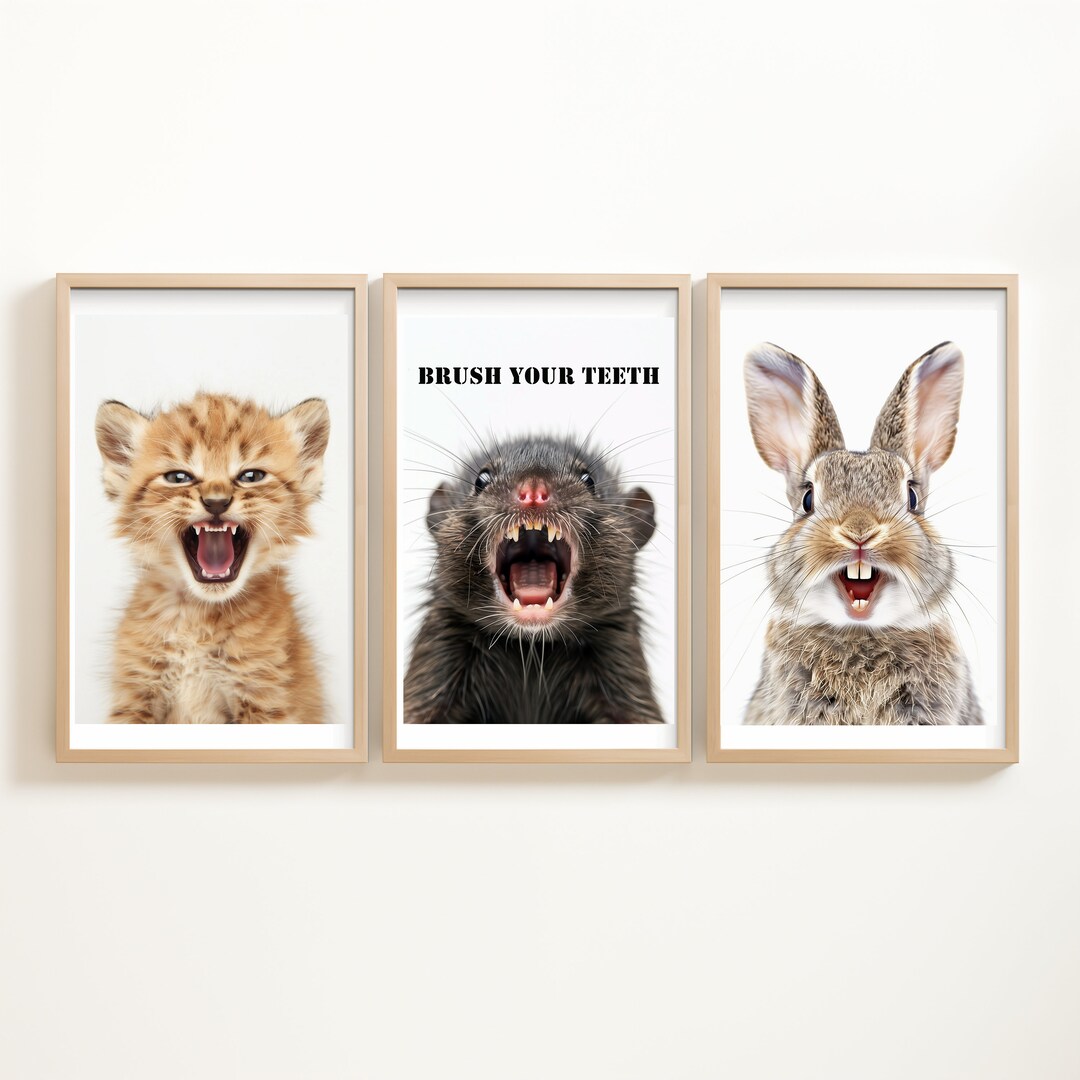 Learn Brush Teeth Sign Children Brush Teeth for Kds Bathroom Rules Art ...