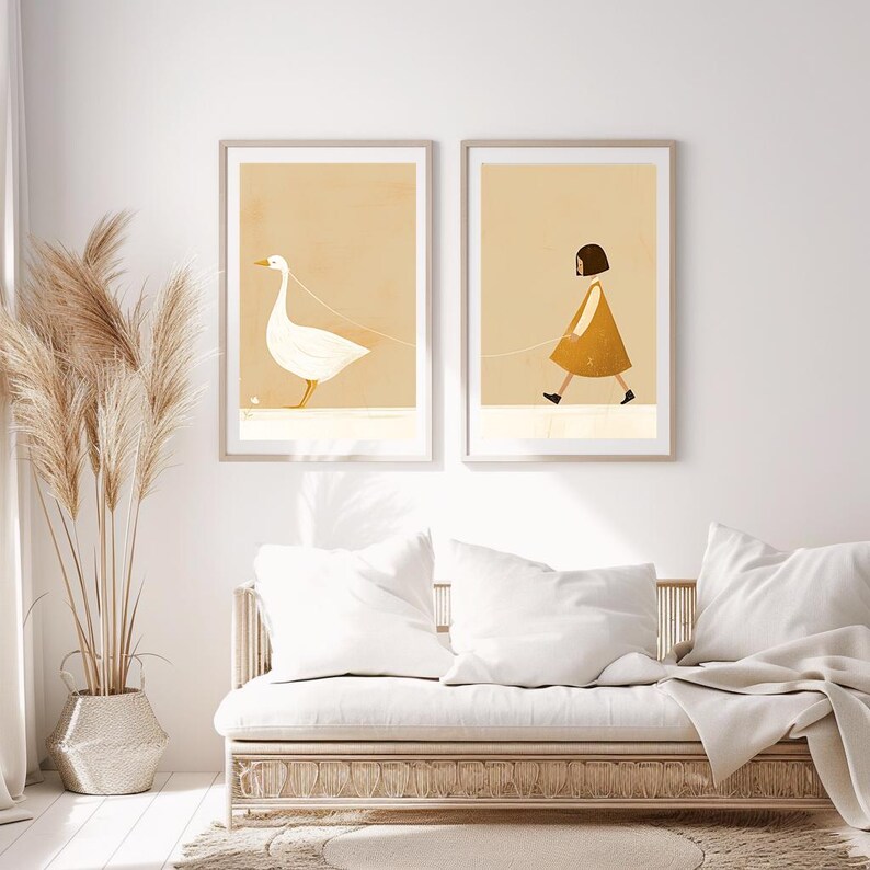 Silly Goose Wall Art Girl Nursery Goose Oil Painting Goose Kid's Wall ...