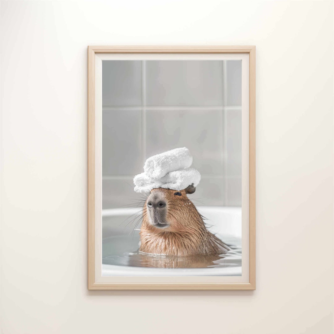 Capybara Bathroom Wall Art Capybara Wall Decor Hippie Bathroom Set ...