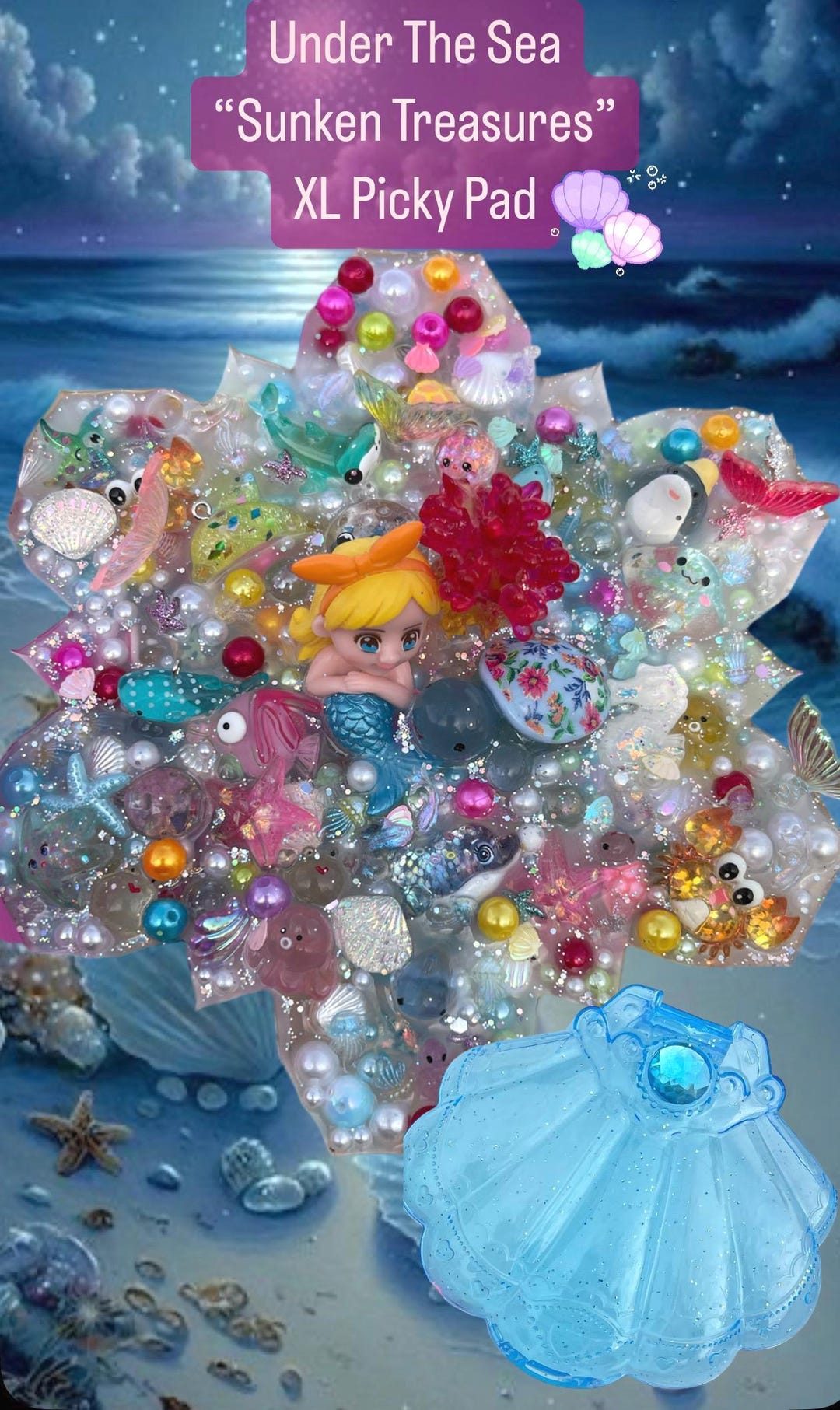 XL Thick-under the Sea Picky Pad With Seashell Tray Fidget Toy Anxiety ...