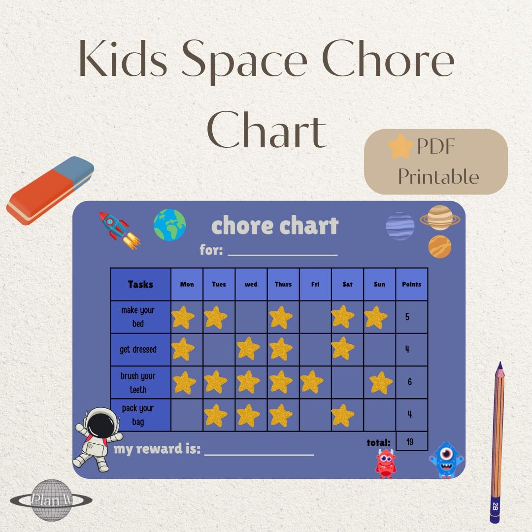 Space Children's Chore Chart - Etsy