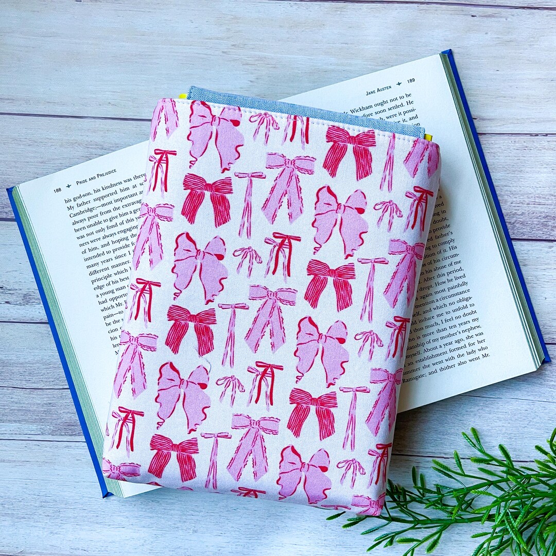 Pink and Red Bows Book Sleeve, Book Cover, Book Protector, Book Lover ...