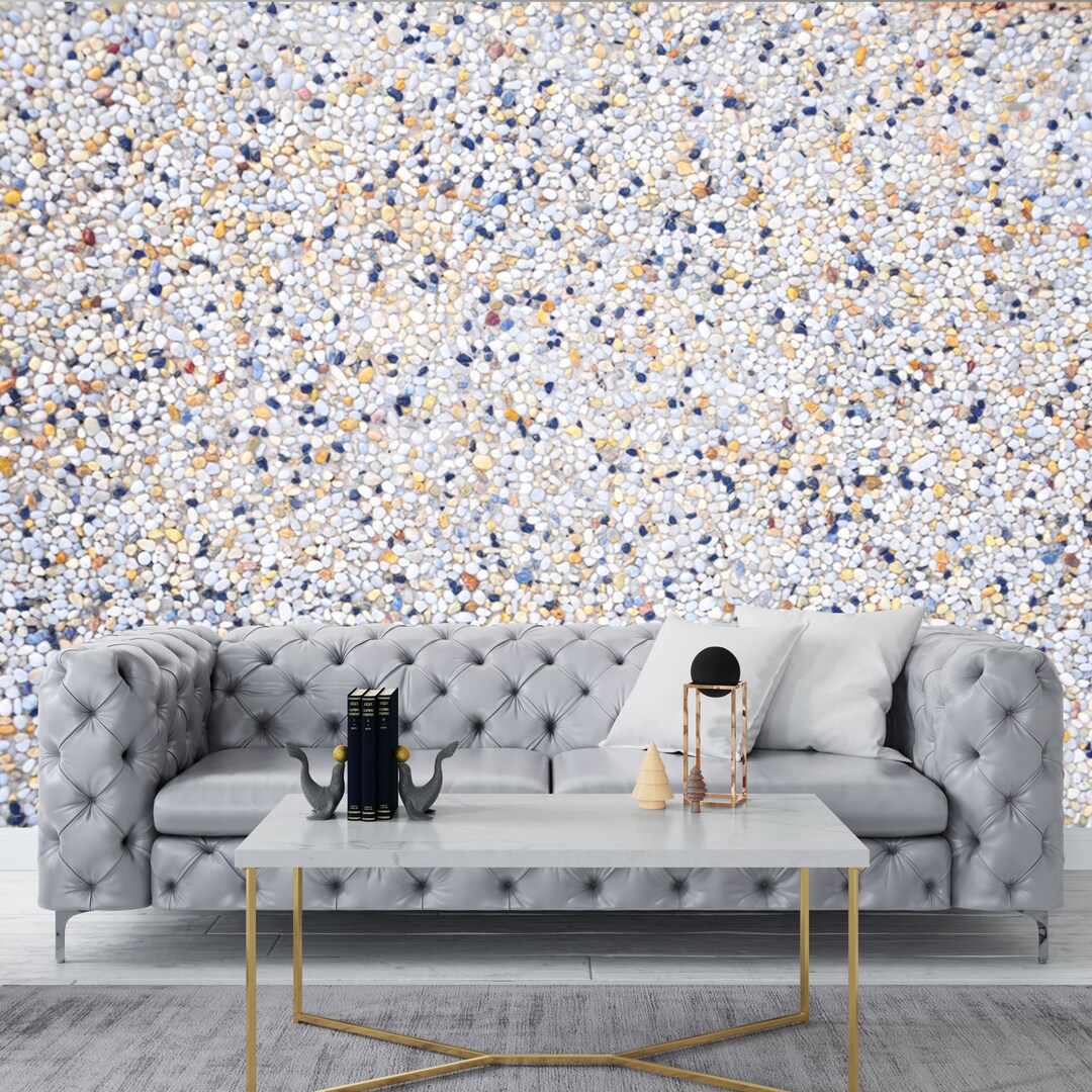 Colorful Pebble Stone Minimalist Wallpaper , Peel and Stick Stone ...