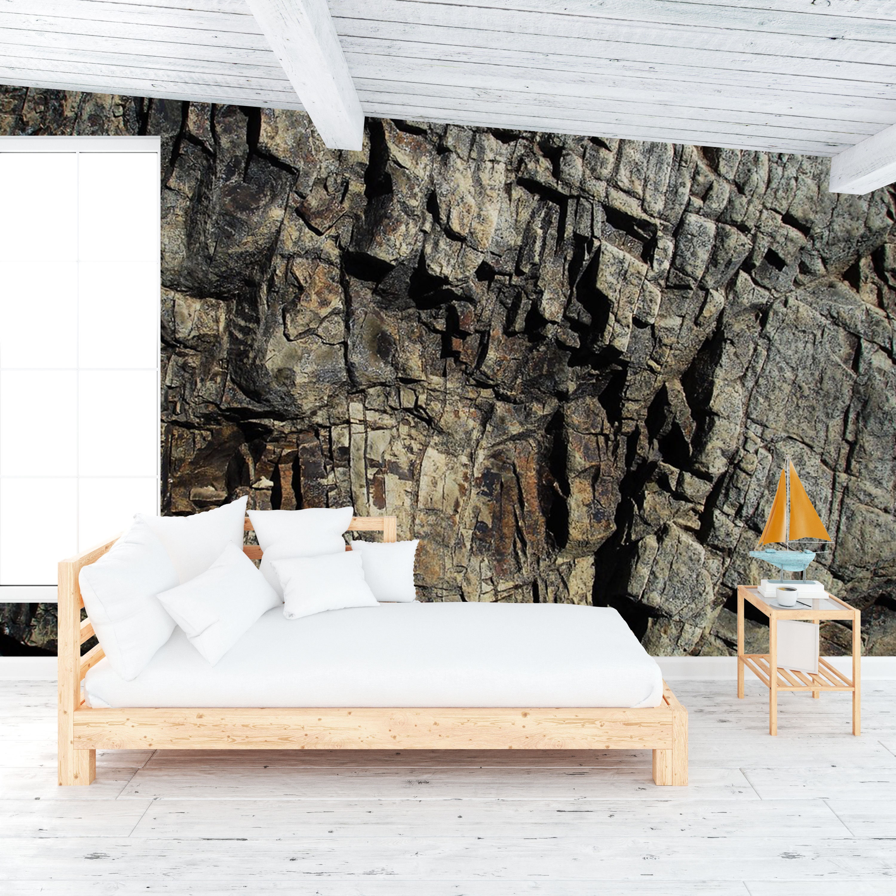 3D Black Rock Stone Texture Wallpaper, Peel and Stick Dark Stone Look ...