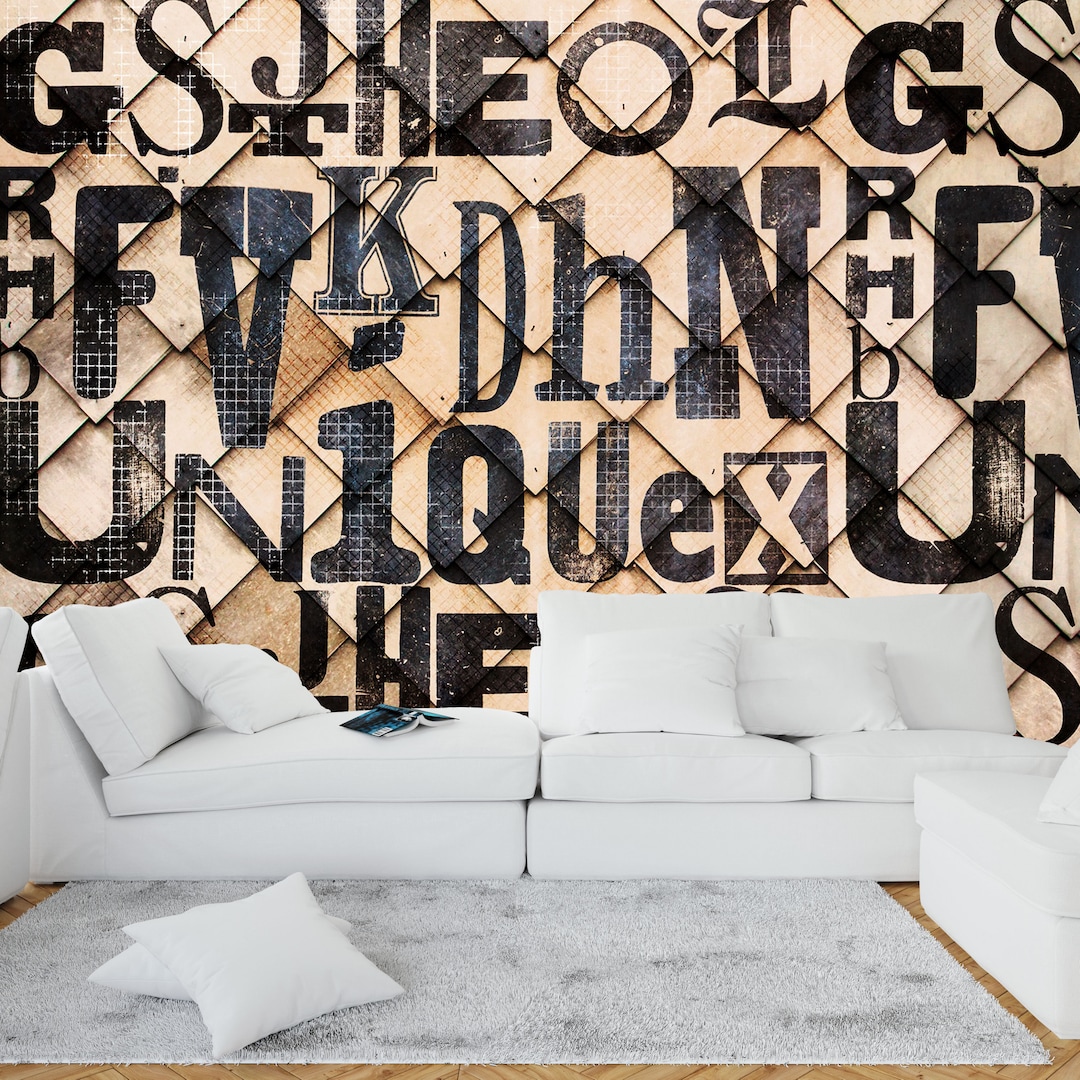 Hand Drawing Text Wallpaper, Peel and Stick Text Wall Mural, Self ...