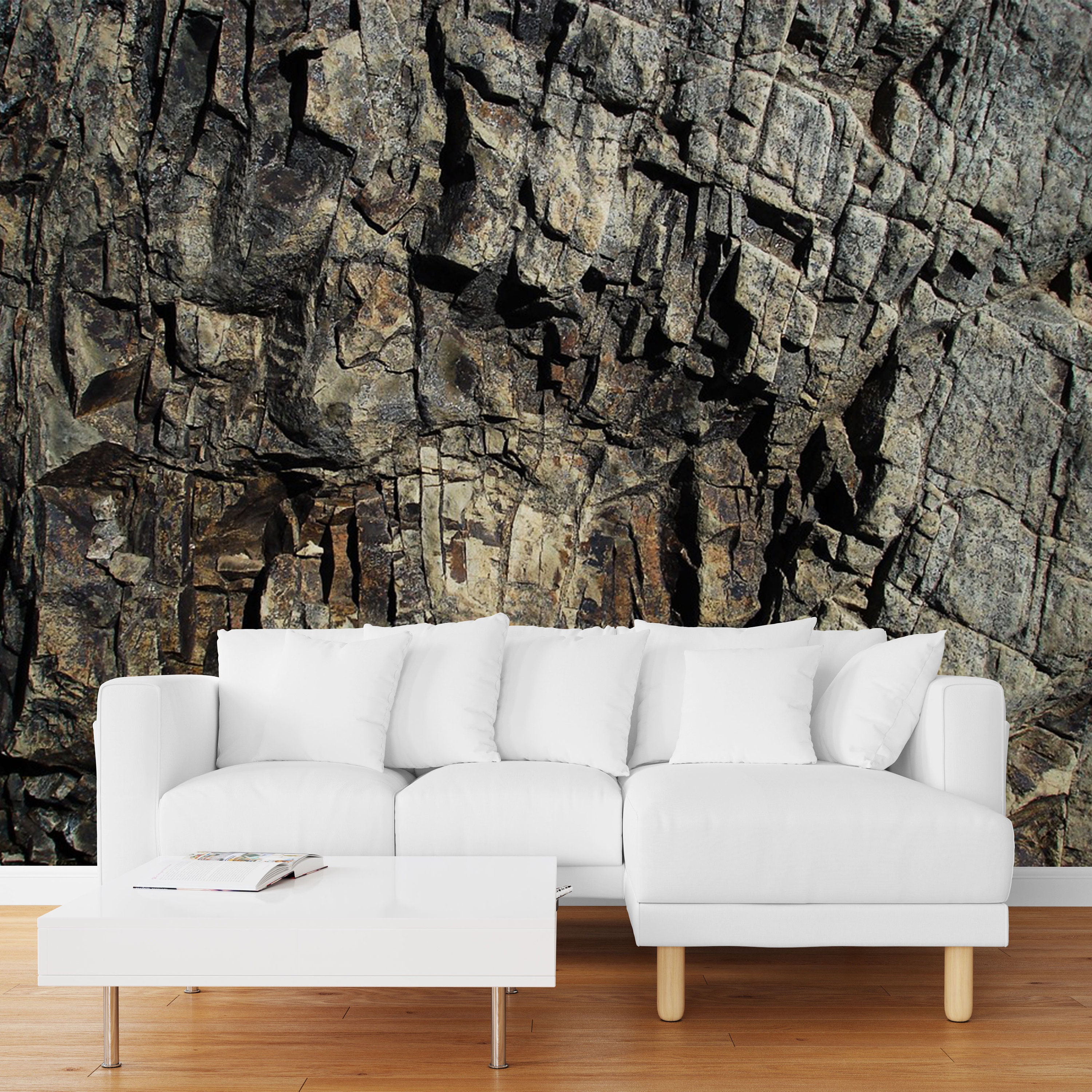 3D Black Rock Stone Texture Wallpaper, Peel and Stick Dark Stone Look ...