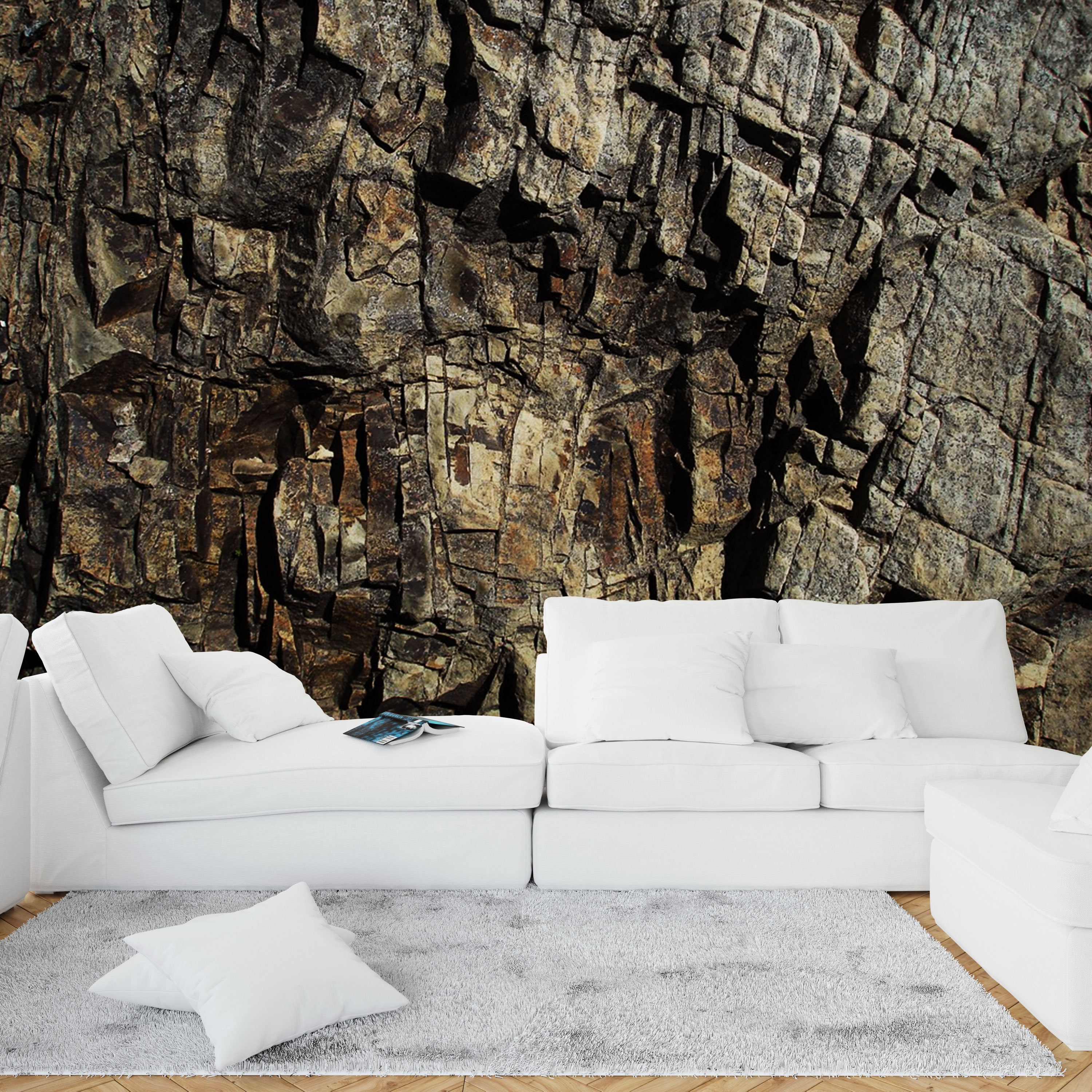 3D Black Rock Stone Texture Wallpaper, Peel and Stick Dark Stone Look ...