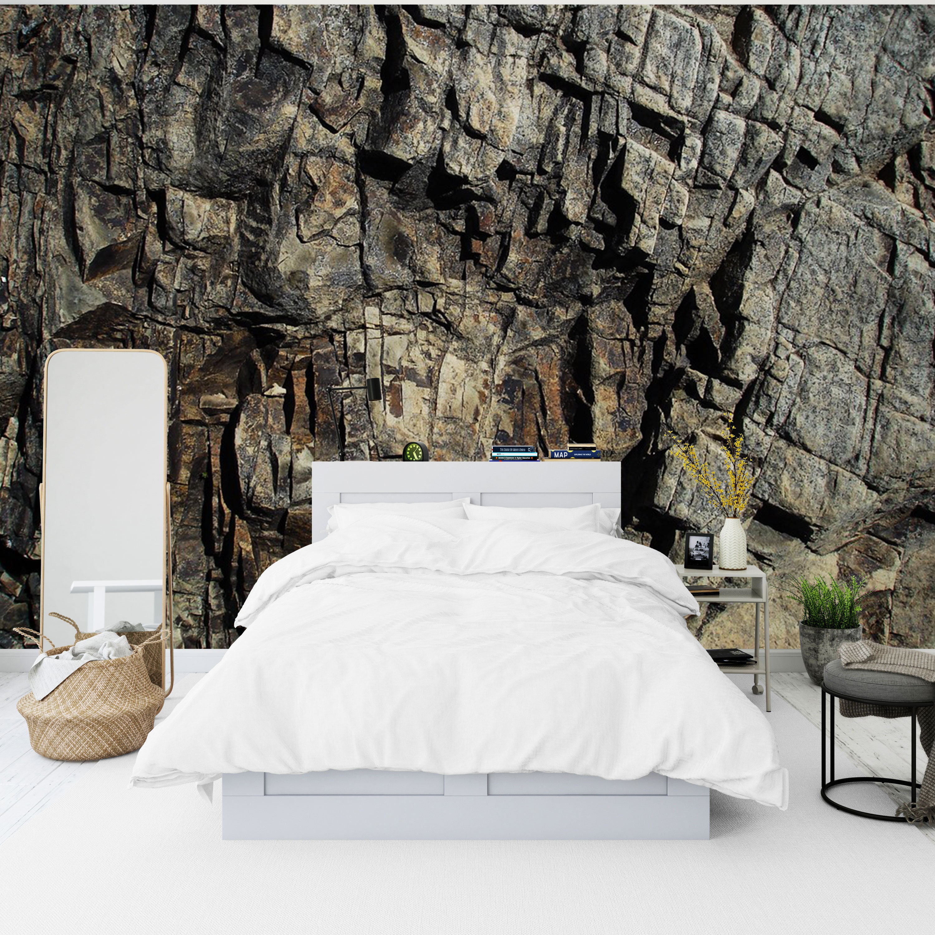 3D Black Rock Stone Texture Wallpaper, Peel and Stick Dark Stone Look ...