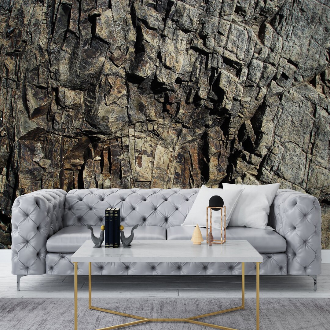 3D Black Rock Stone Texture Wallpaper, Peel and Stick Dark Stone Look ...